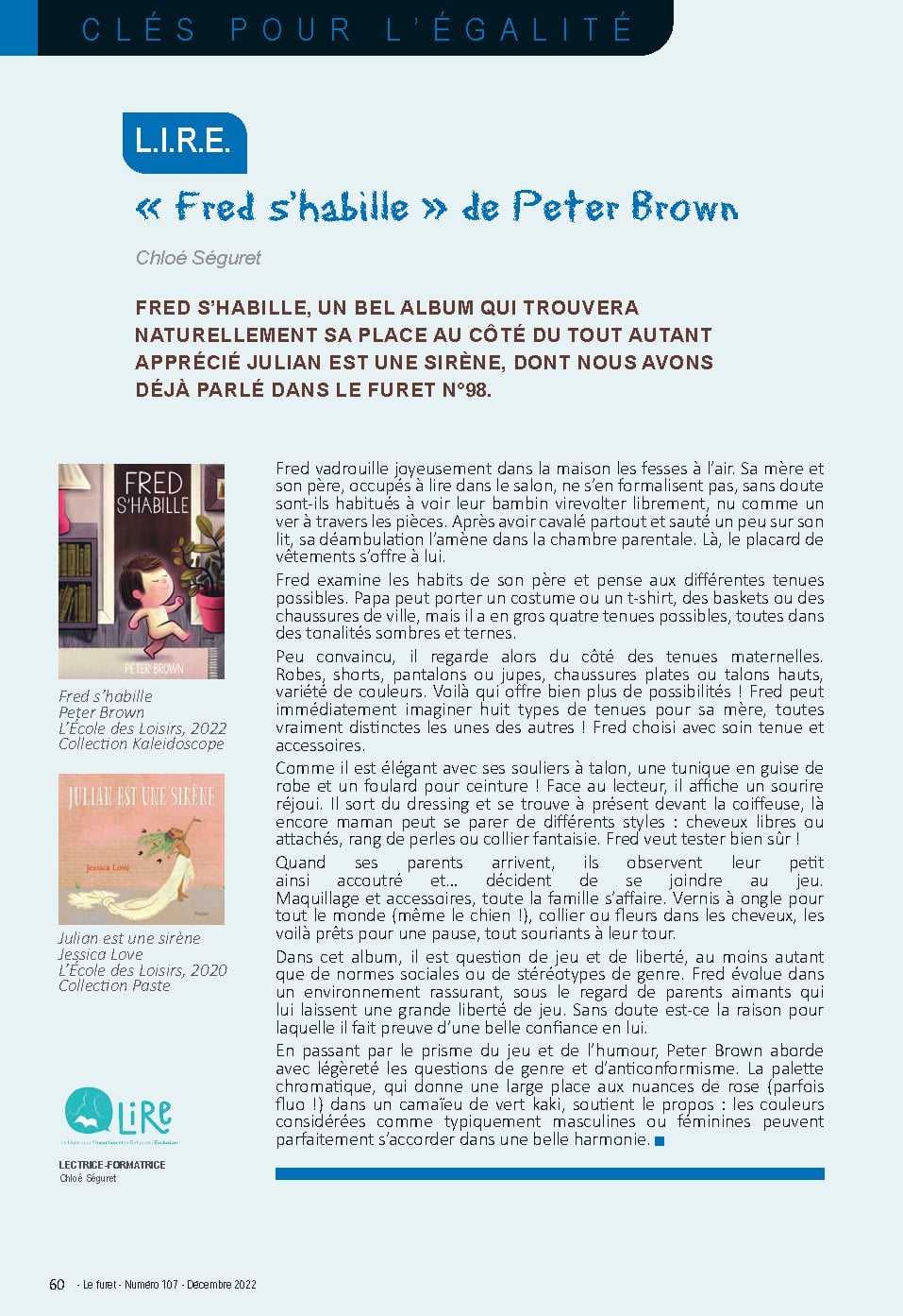 "Fred s'habille " de Peter Brown - L.I.R.E